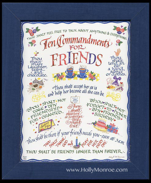 Ten Commandments For Friends | Holly Monroe Calligraphy – Heirloom ...